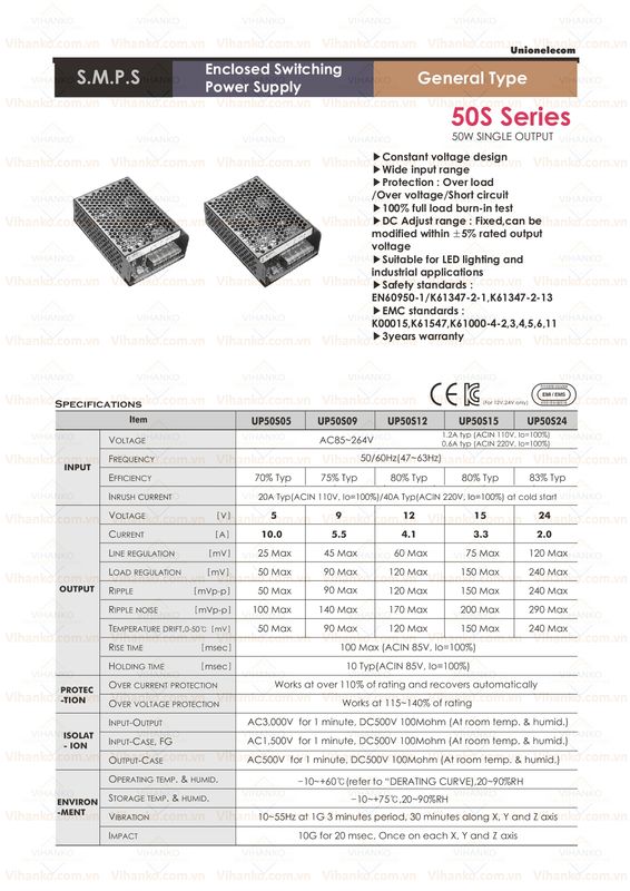 Bộ nguồn Union UP50S24 - THIẾT BỊ CÔNG NGHIỆP VIHANKO