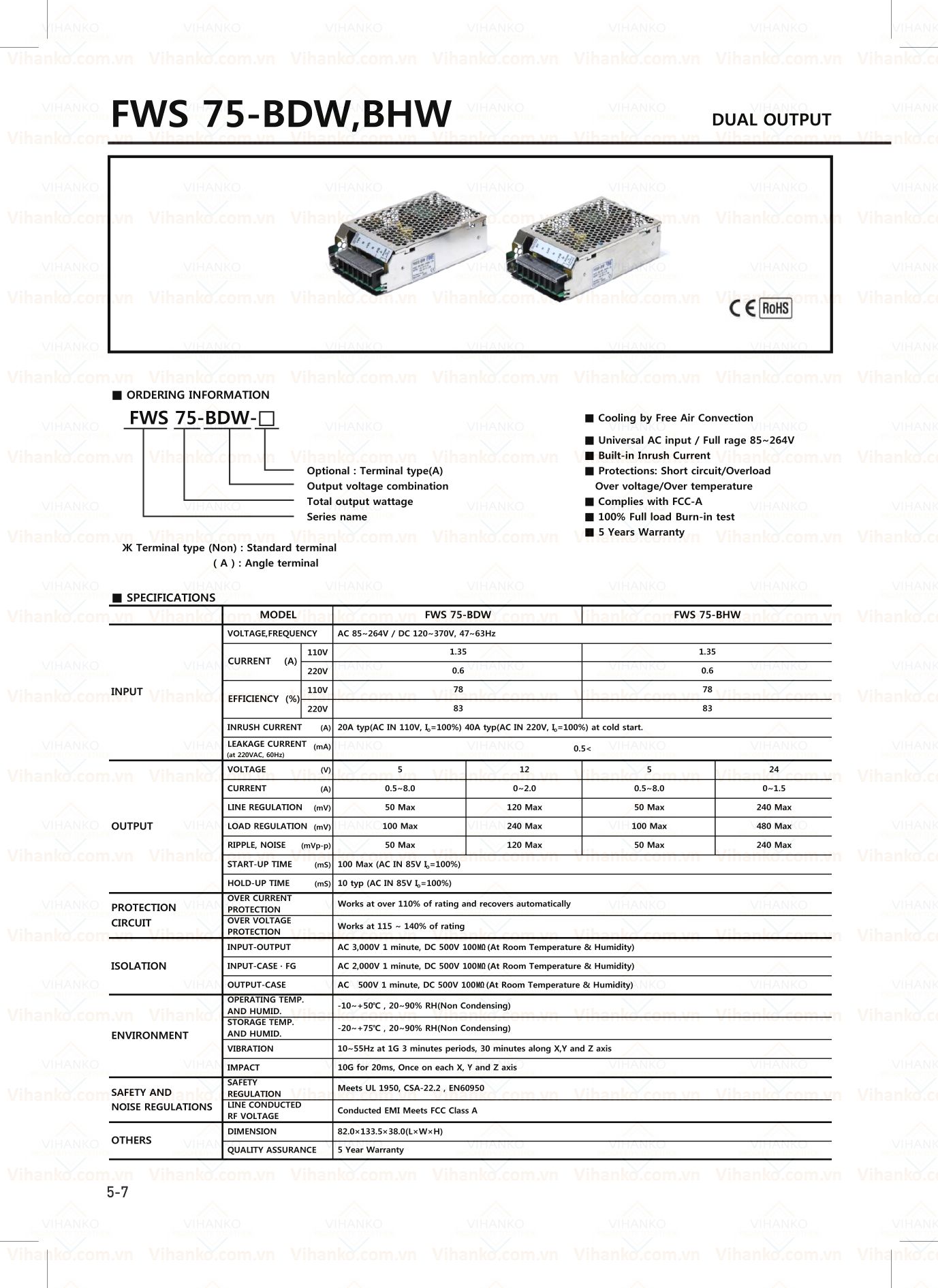Bộ nguồn Fine FWS75-BDW - THIẾT BỊ CÔNG NGHIỆP VIHANKO
