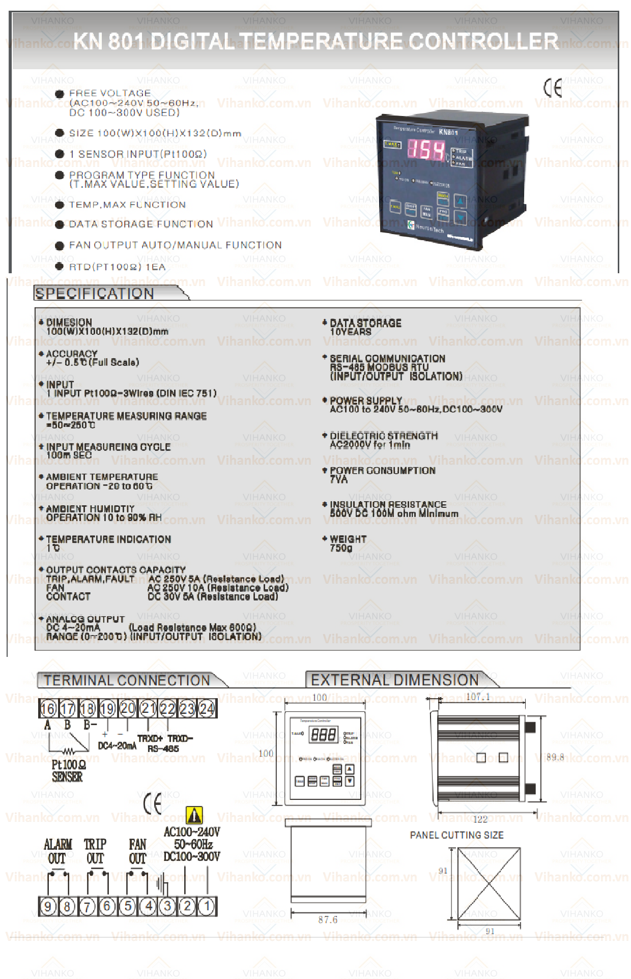 Bộ điều chỉnh nhiệt độ Neurontech KN801 - THIẾT BỊ CÔNG NGHIỆP VIHANKO