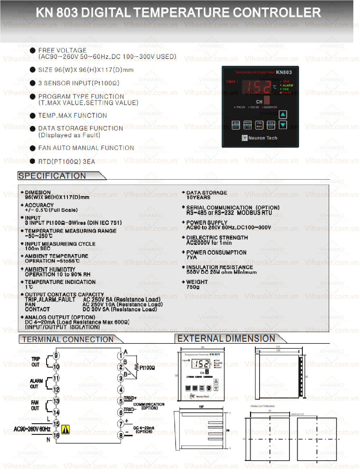 Bộ điều chỉnh nhiệt độ Neurontech KN803 - THIẾT BỊ CÔNG NGHIỆP VIHANKO
