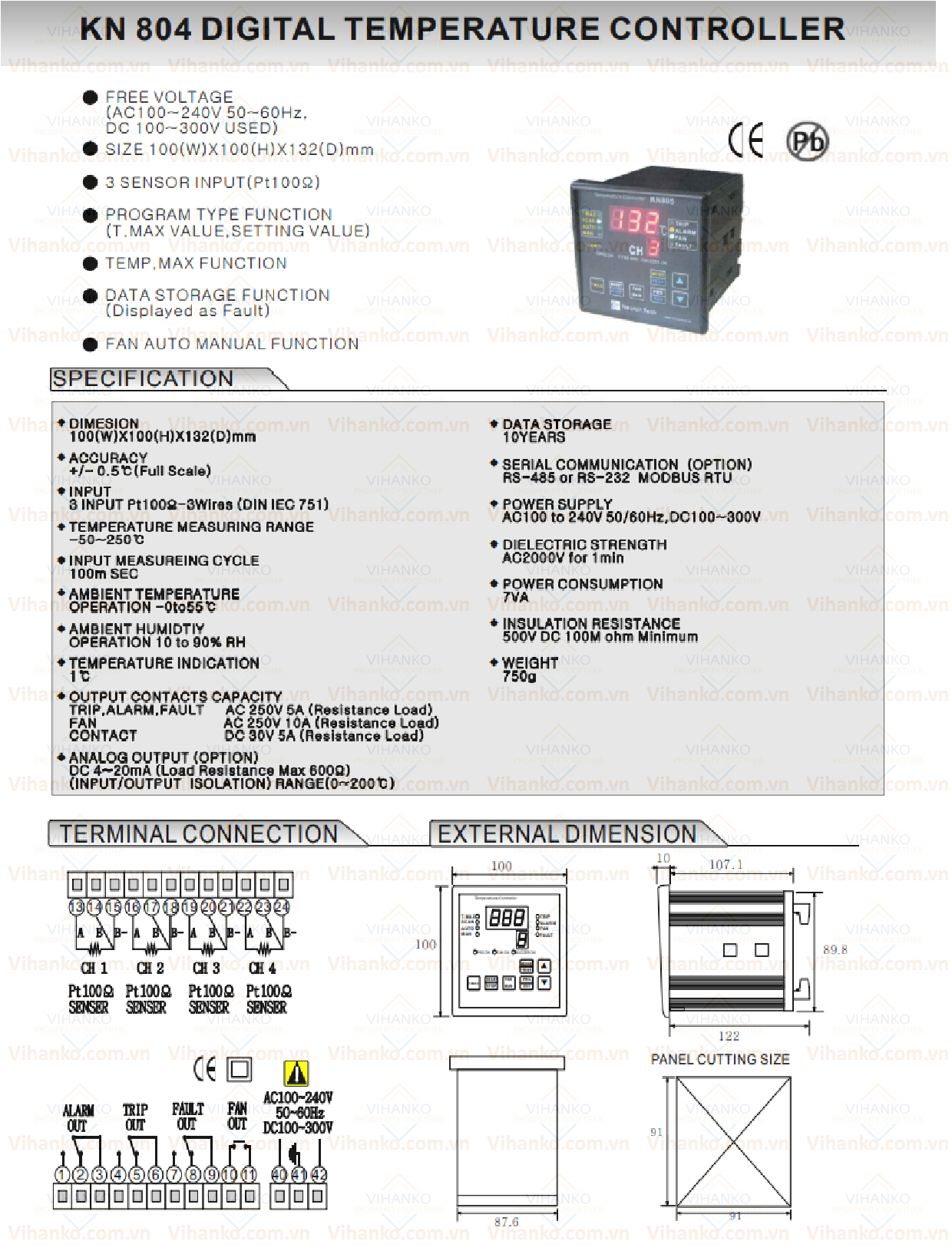 Bộ điều chỉnh nhiệt độ Neurontech KN804 - THIẾT BỊ CÔNG NGHIỆP VIHANKO